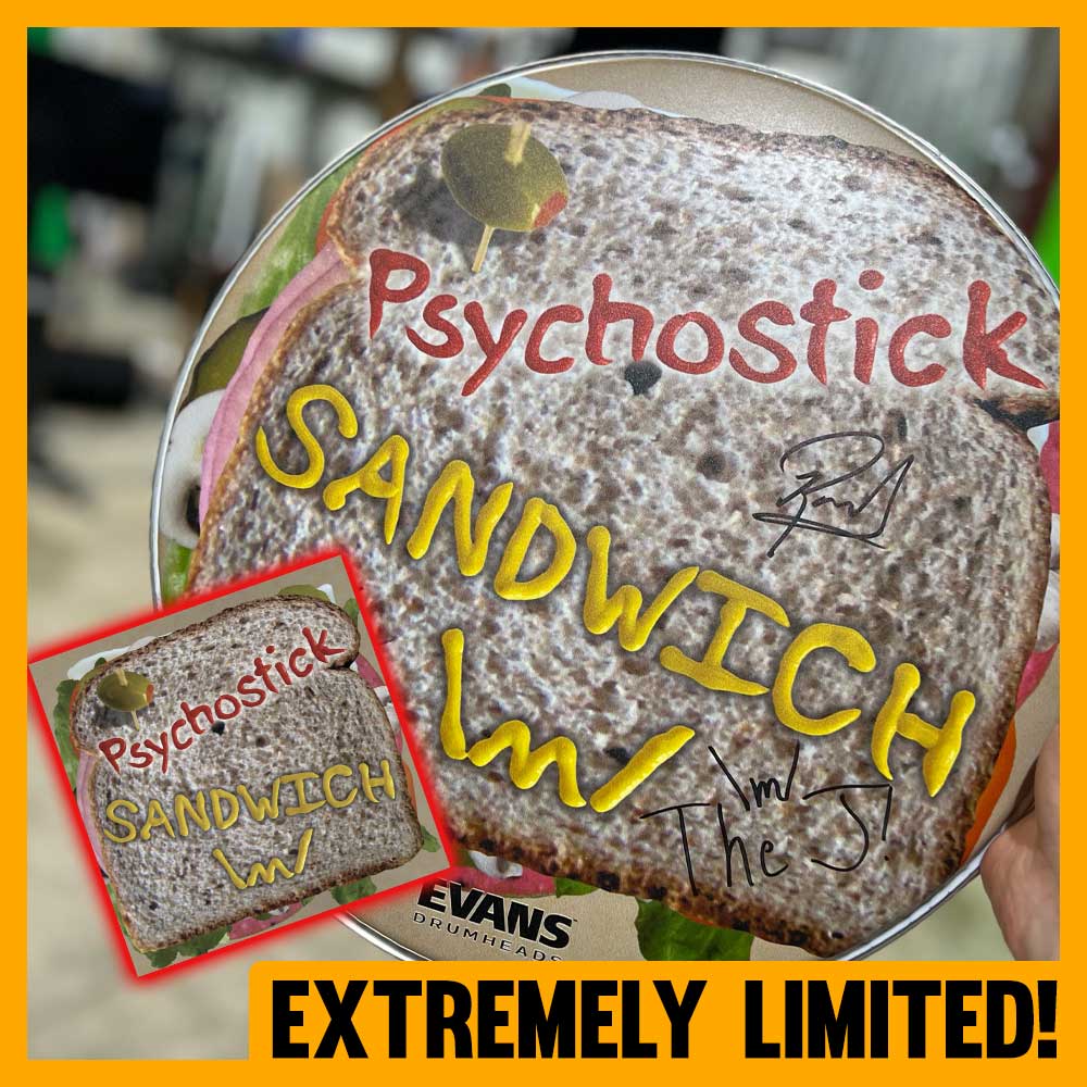 "Sandwich" Anniversary Signed Drumhead & CD Bundle! – Psychostick